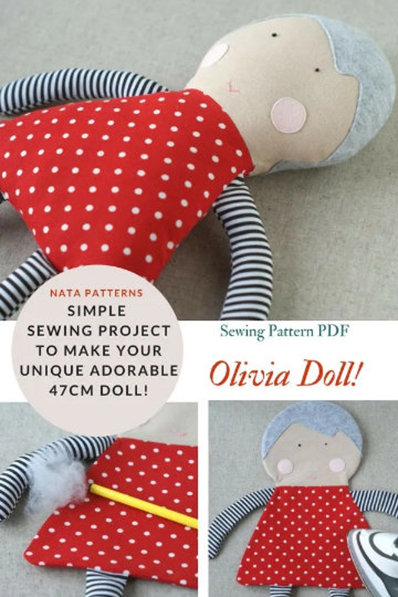 Rag Dolls Sewing Pattern Pdf Tutorial Kid Craft Diy Stuffed Toys Soft ...