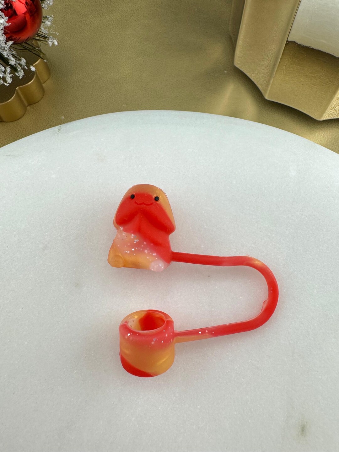 Red, Gold, Glitter Swirl Richard Straw Topper Custom DAISYLAND ...