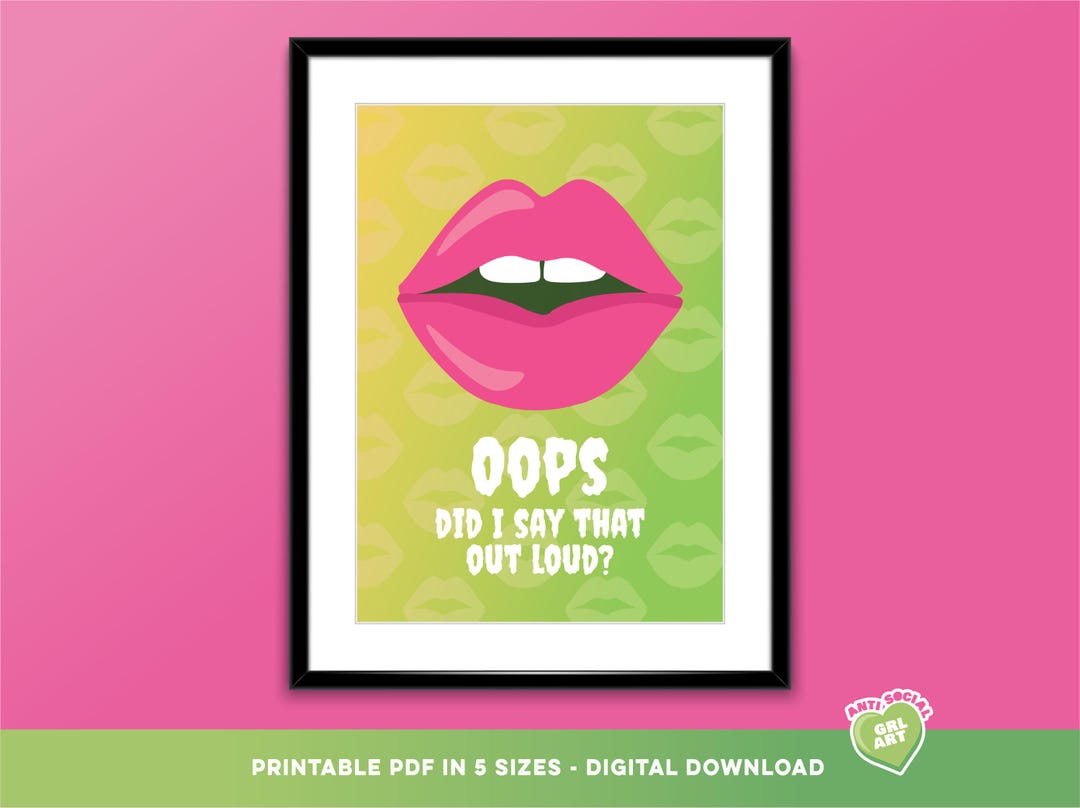 Sassy Lips Art Print: Bold Whimsical Decor , Wall Decor, Printable ...