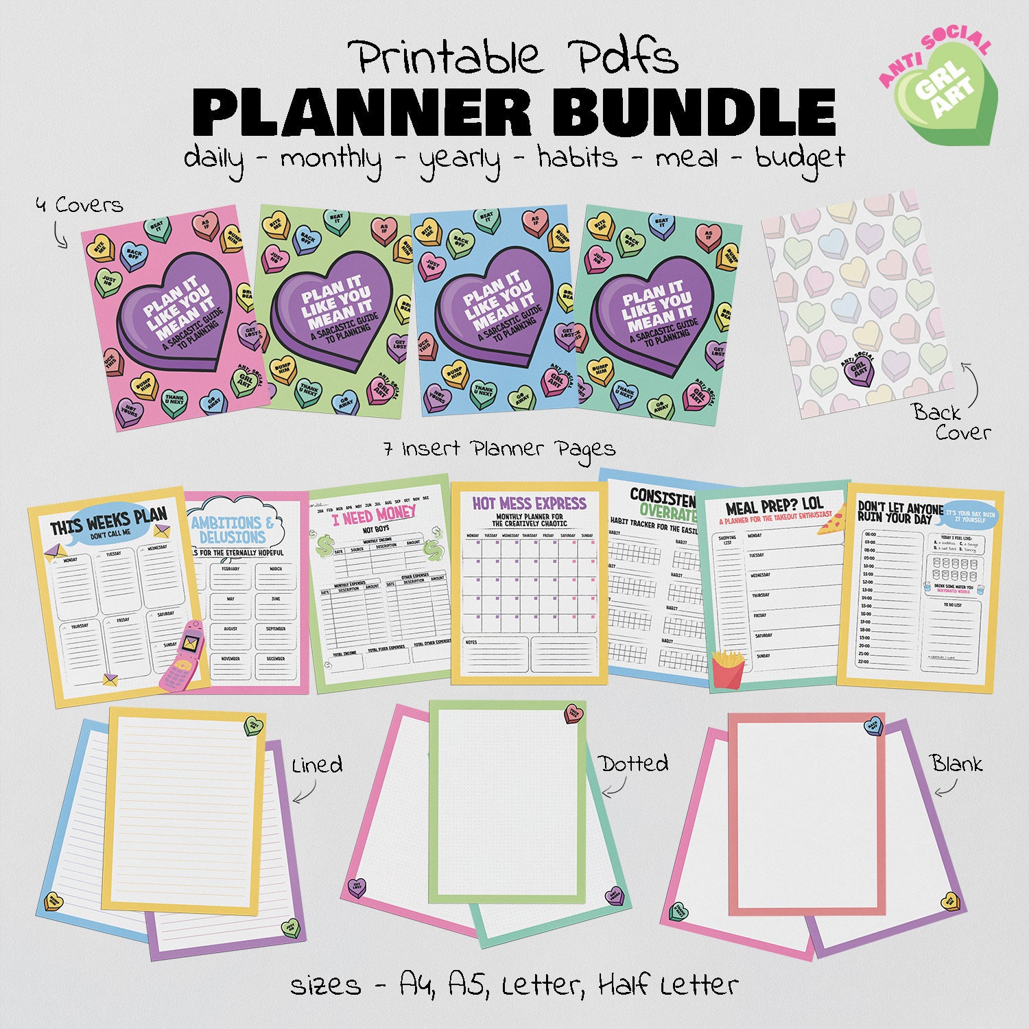 Sarcastic Planner Bundle Fun & Witty Printable Daily, Weekly, and ...