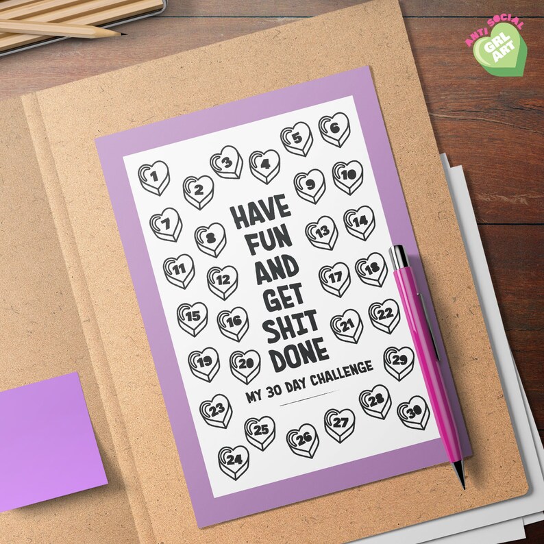 30 Day Challenge Printable Motivational and Engaging Daily Tracker for ...