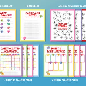 Candy Coded Planner Bundle | 34 Pages | Printable Conversation Heart ...