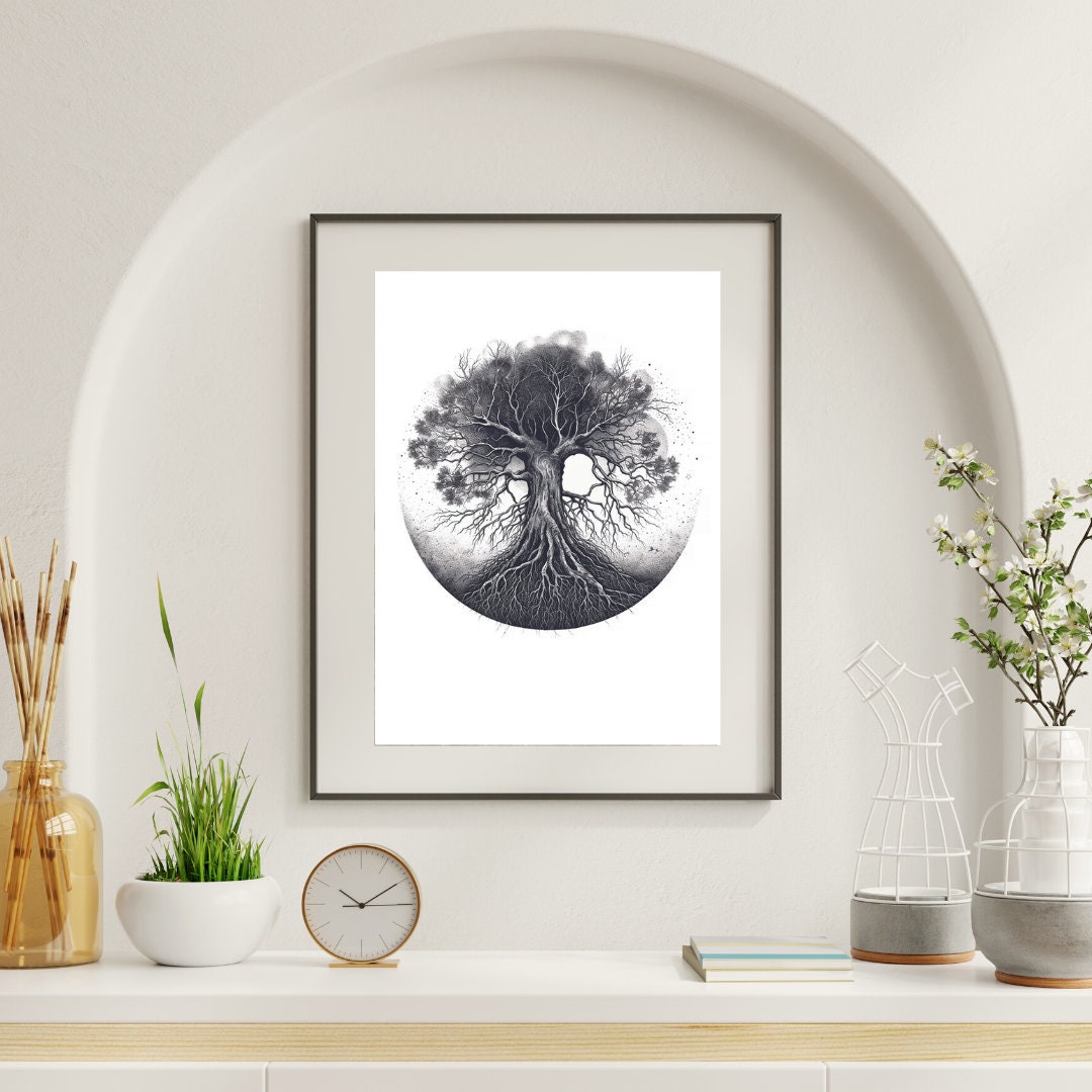 Tree: Know Your Roots. Stunning Line Drawing of a Tree and the Root ...