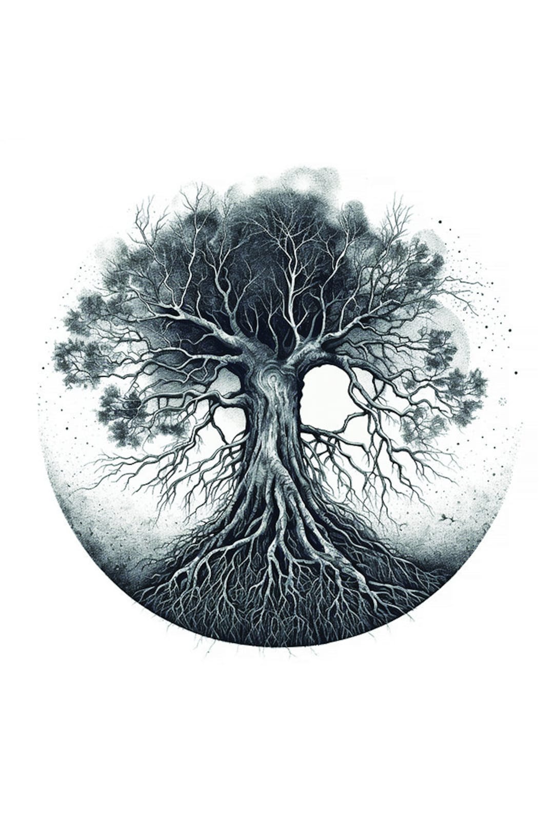 Tree: Know Your Roots. Stunning Line Drawing of a Tree and the Root ...