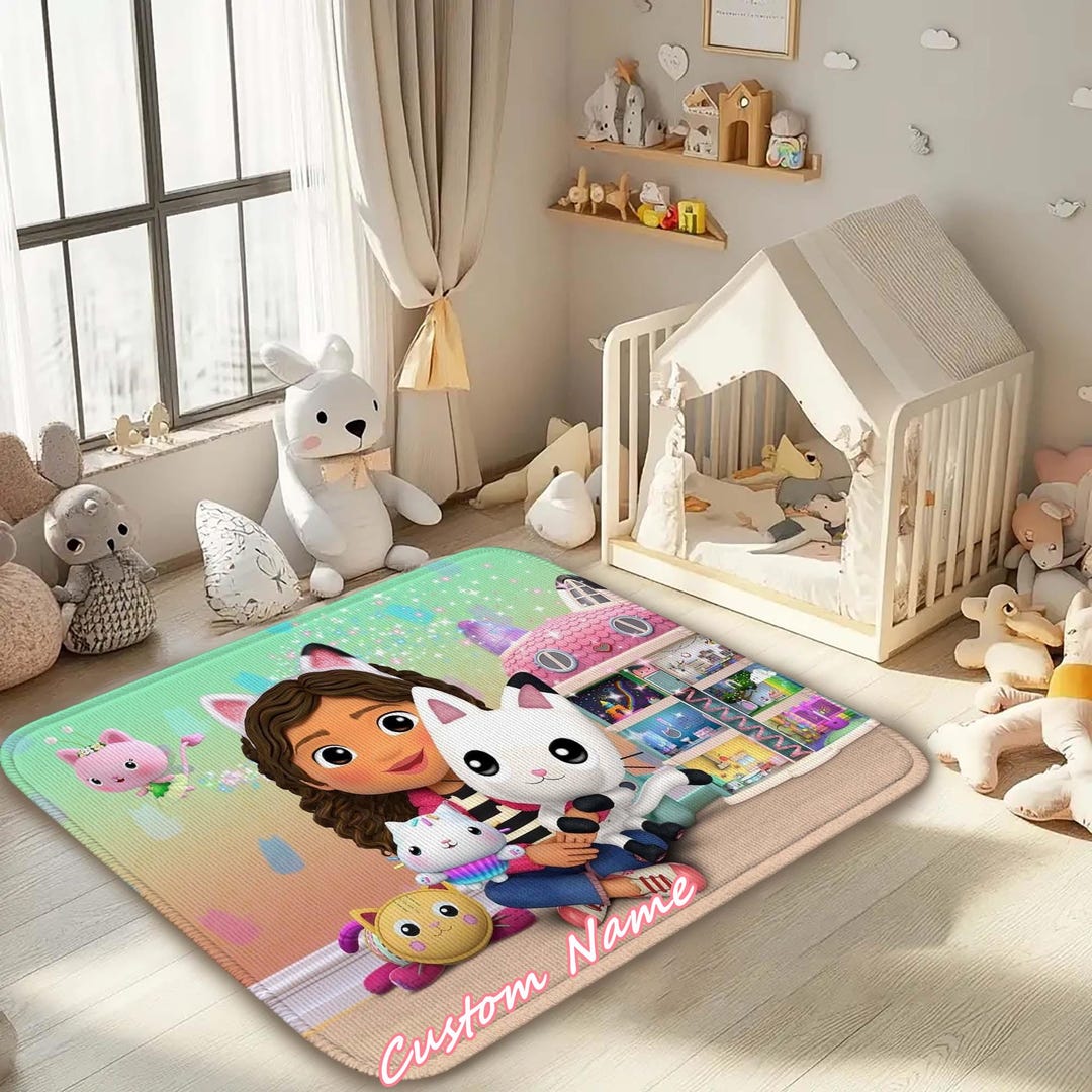 Customized Name Gabby's Dollhouse Carpet for Halloween Gift Bedroom Rug ...