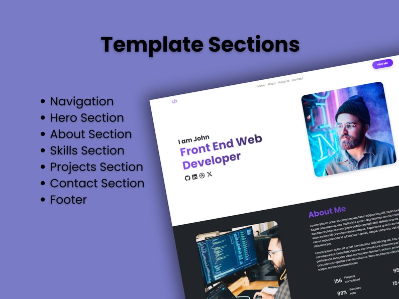 Modern Portfolio HTML Template Responsive Landing Page Bootstrap 5 ...