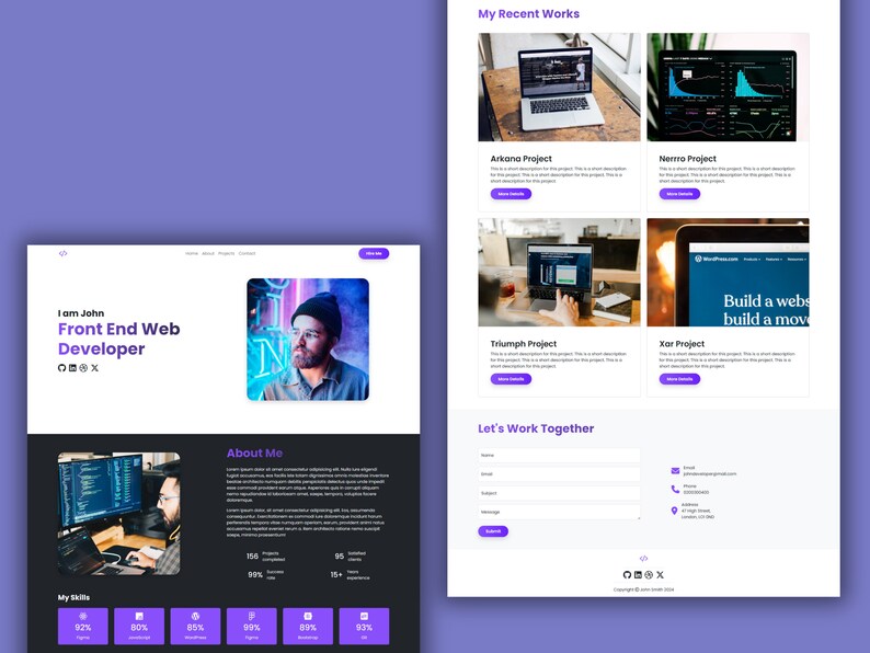 Modern Portfolio HTML Template Responsive Landing Page Bootstrap 5 ...