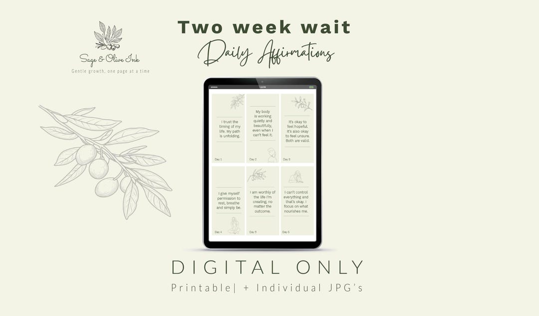 Two Week Wait Affirmation Cards | Printable + Individual Pngs | TWW ...