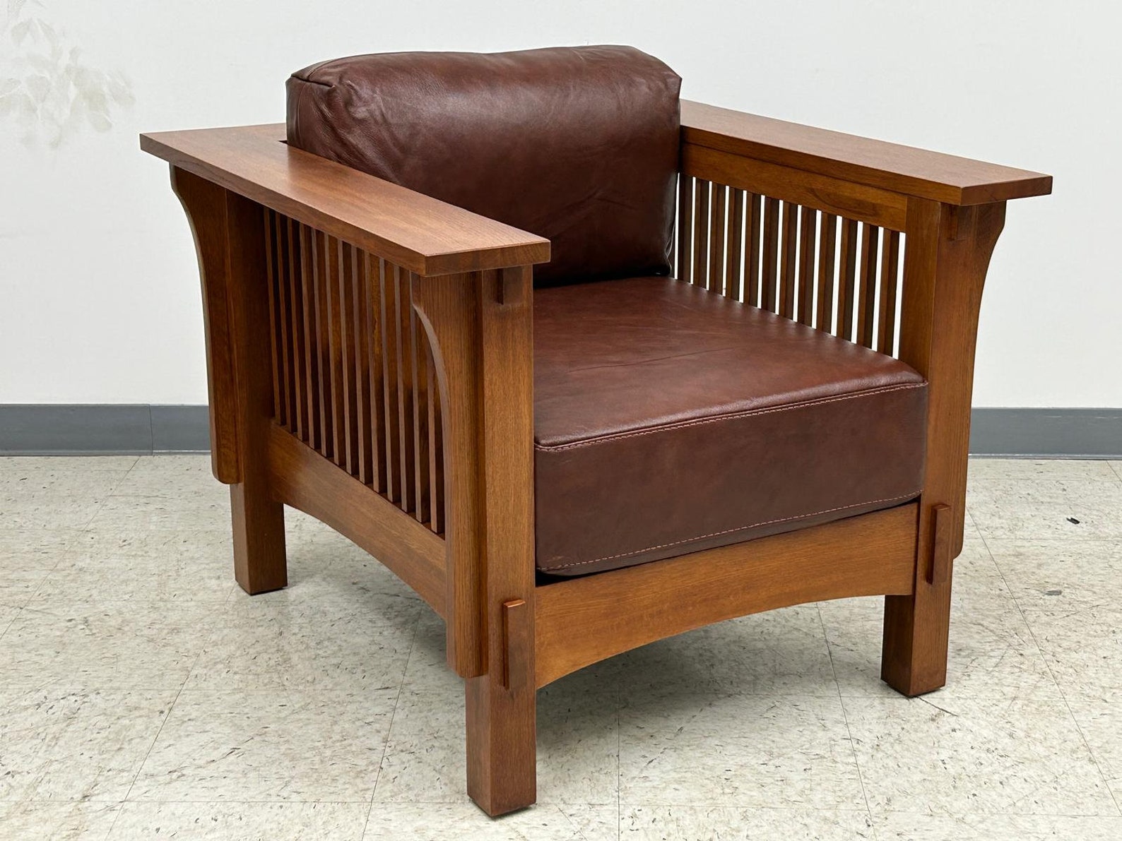 Craftsman Crofter Mission Style Arm Chair - Chestnut Leather - Etsy