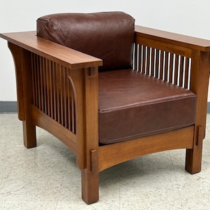 Craftsman Crofter Mission Style Arm Chair - Chestnut Leather - Etsy