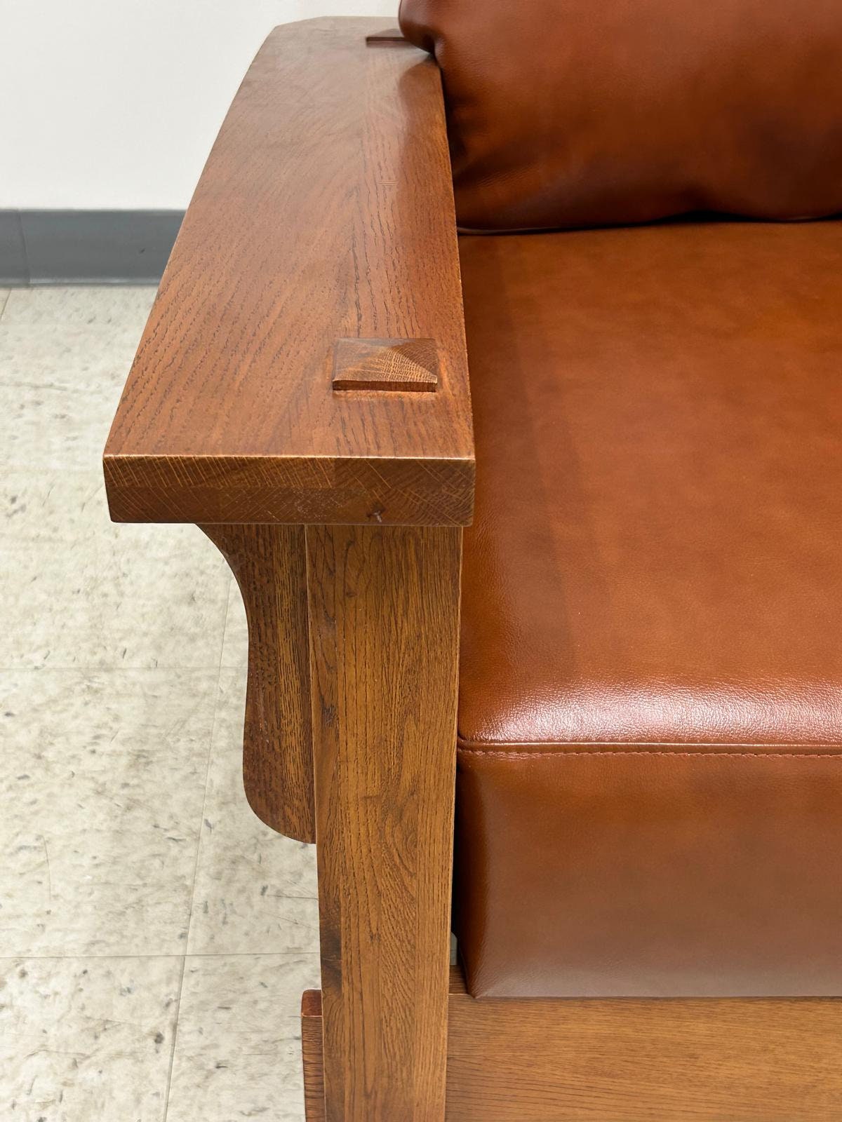 Craftsman / Mission Morris Chair and Ottoman Set - Russet Brown Leather ...