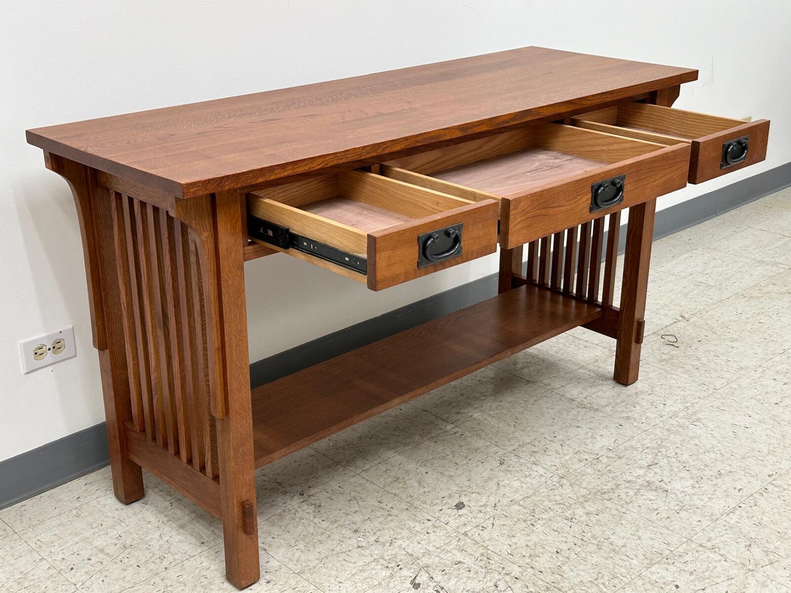 Mission 3 Drawer Crofter Style Console Table Michael Cherry Stain - Etsy