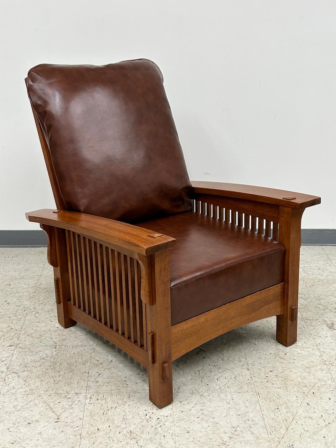 Craftsman / Mission Morris Chair and Ottoman Set - Chestnut Brown ...
