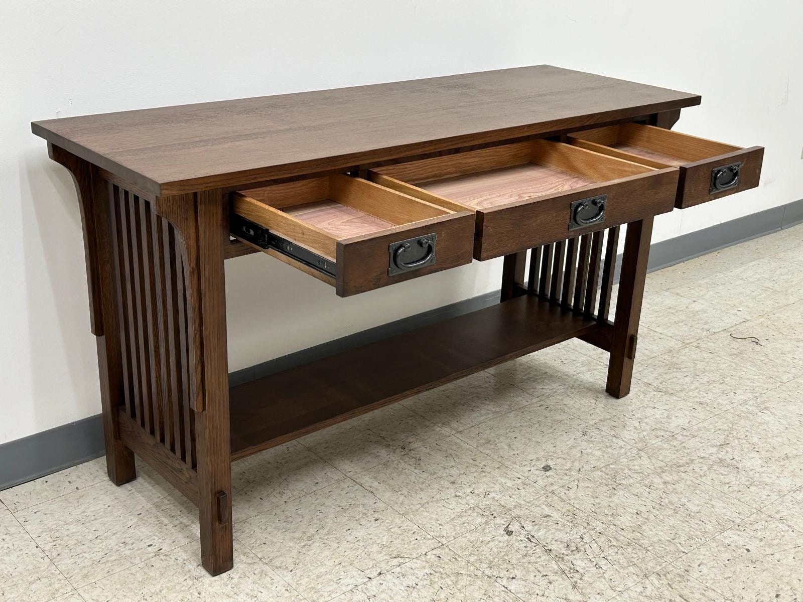 Mission 3 Drawer Crofter Style Console Table Walnut Stain - Etsy