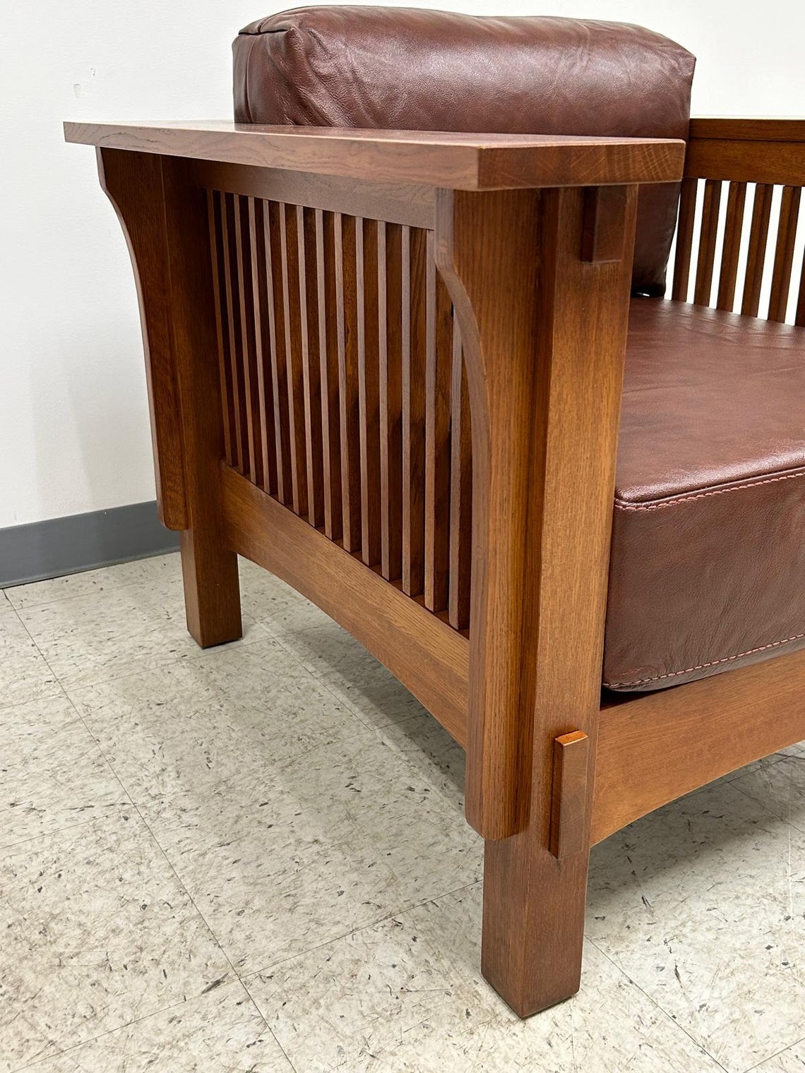 Craftsman Crofter Mission Style Arm Chair - Chestnut Leather - Etsy