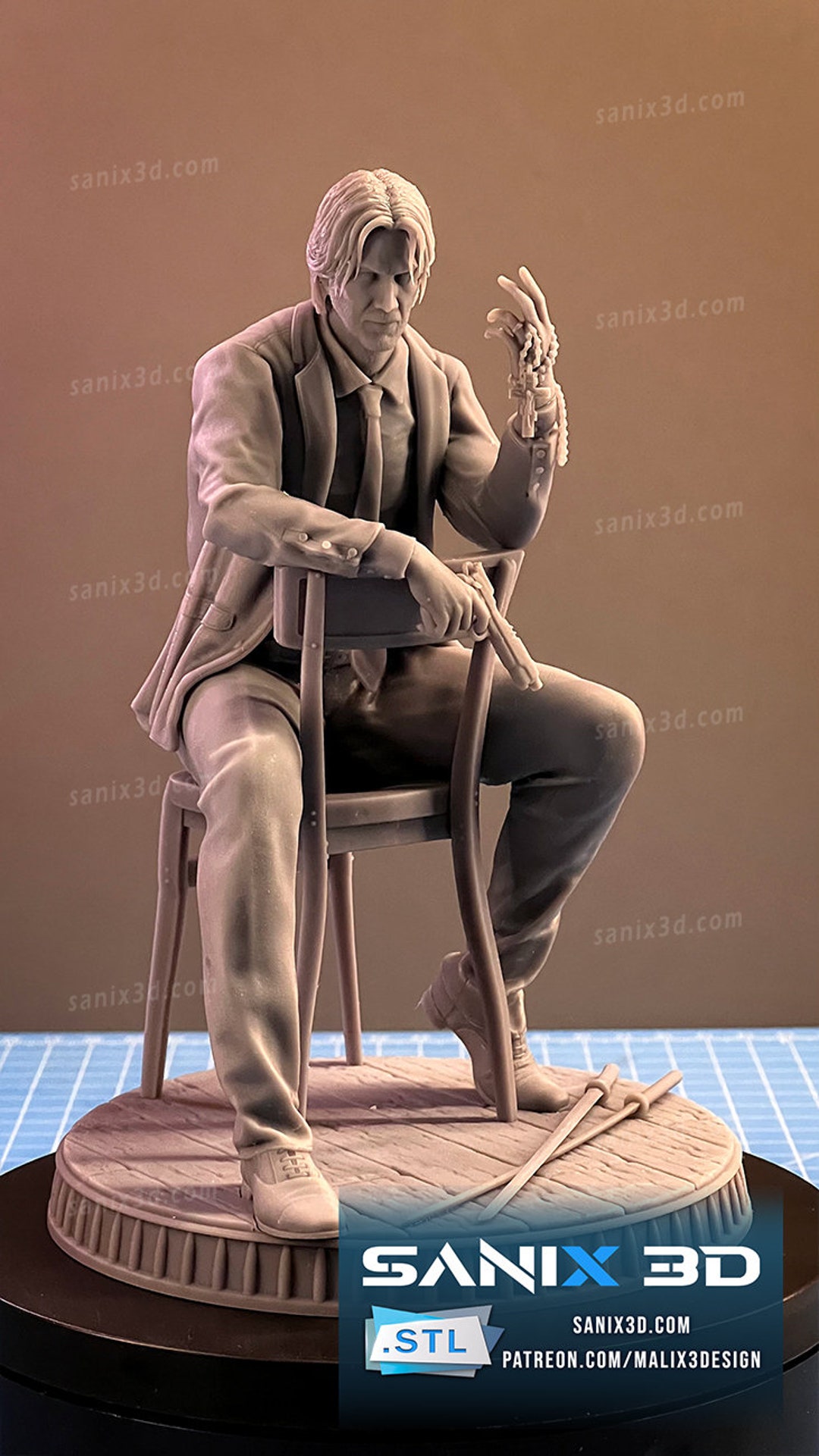 John Wick Figure Baba Yaga Resin 3d Printed Model DIY Kit Sculpture to Paint decoration Statue ...