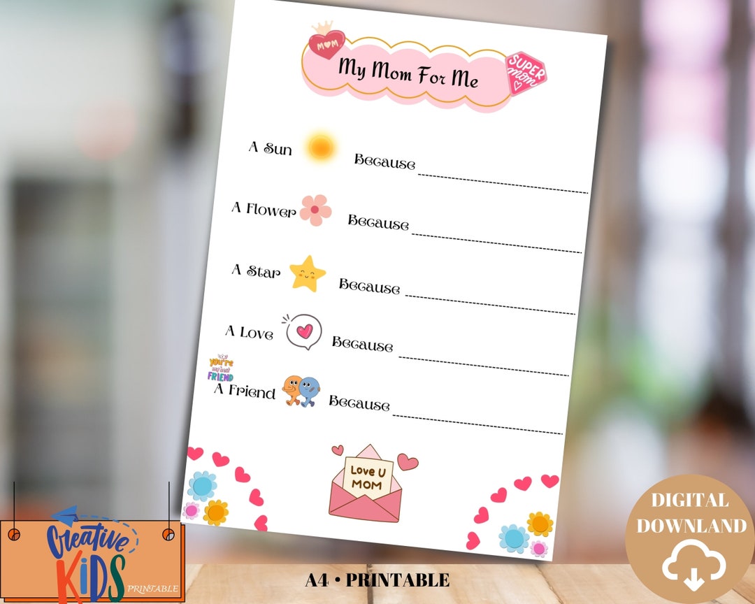 Mother's Day Printable, My Mom for Me, Mothers Day Gift, Card for Mom ...