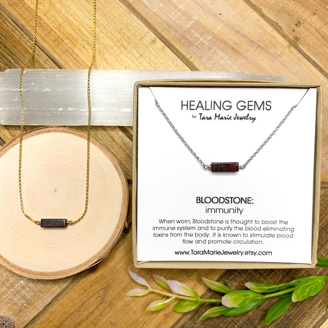 Bloodstone "immunity" Dainty Healing Necklace in Sterling Silver or ...