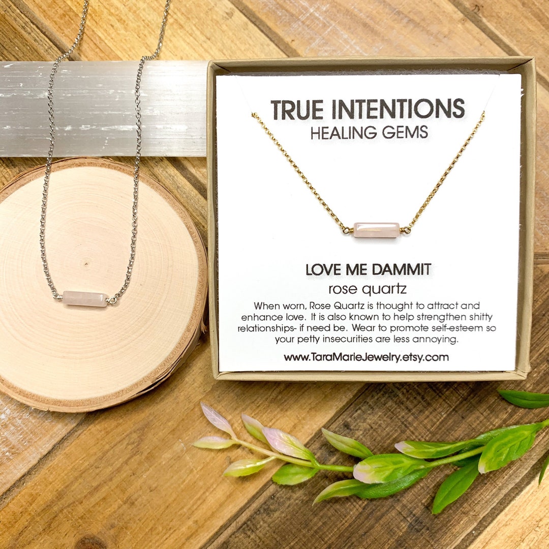 Rose Quartz "love Me Dammit" Sterling Silver or Gold Filled Healing Gem ...