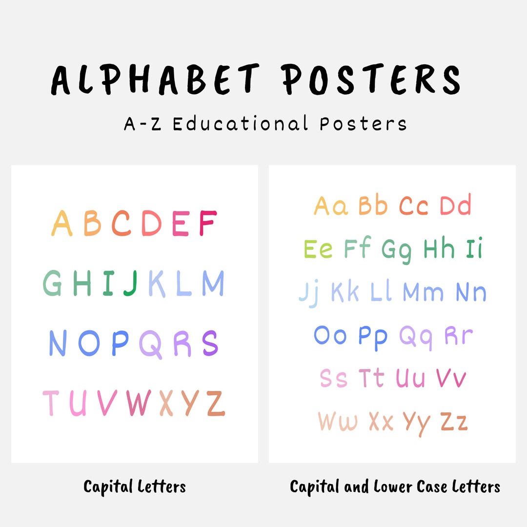 Alphabet Educational Poster: A-Z Posters Color and BW montessori, Home ...