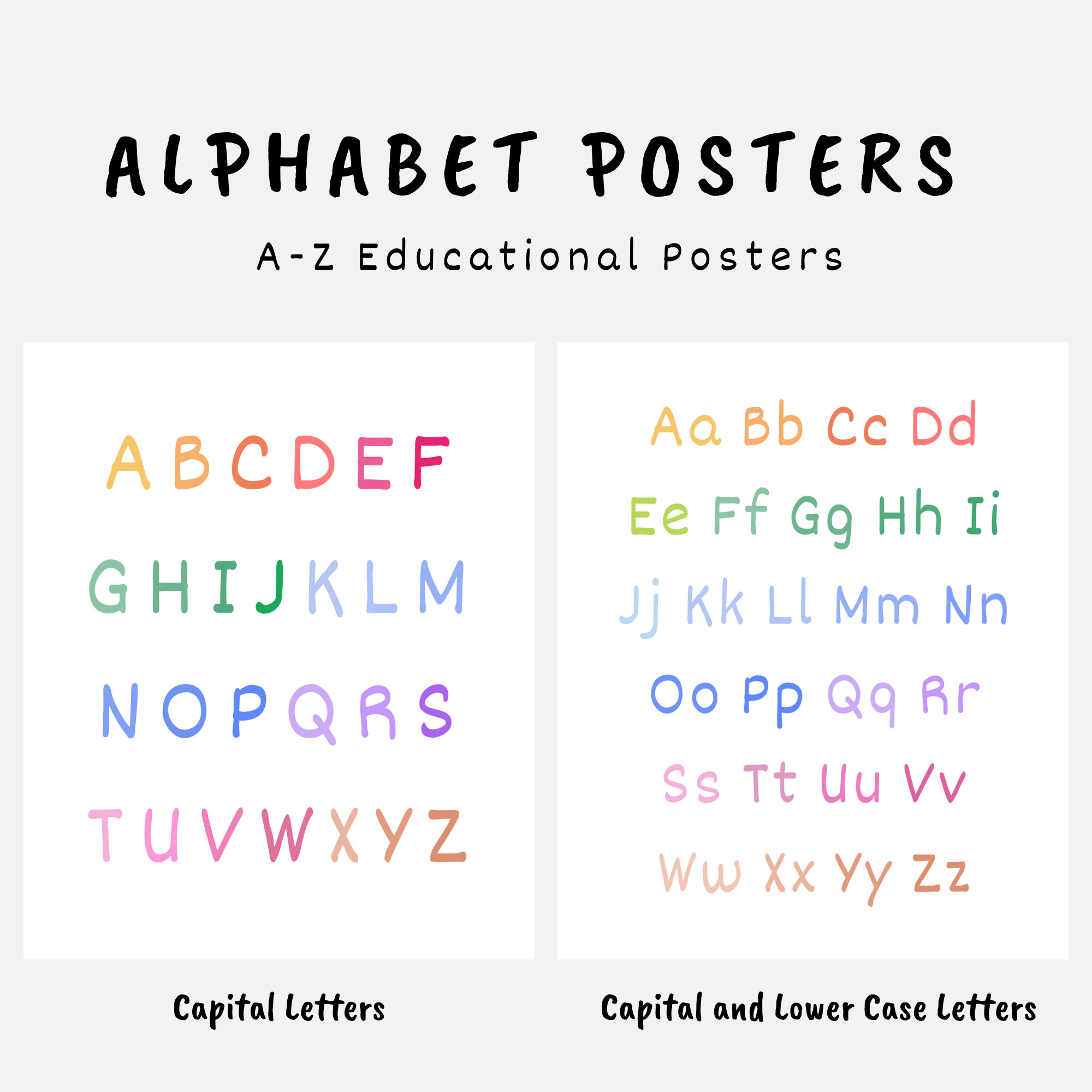 Alphabet Educational Poster: A-Z Posters Color and BW montessori, Home ...