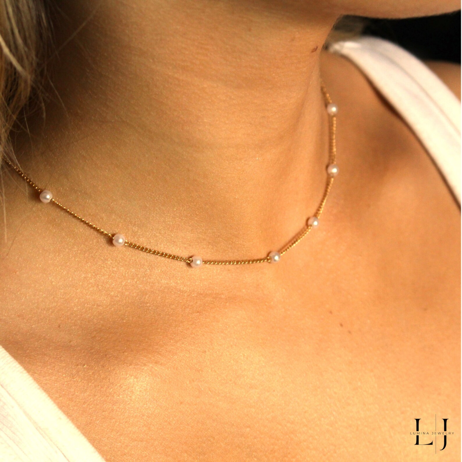 Multiple Pearl Necklace for Women Dainty Minimalist Pearl Choker ...