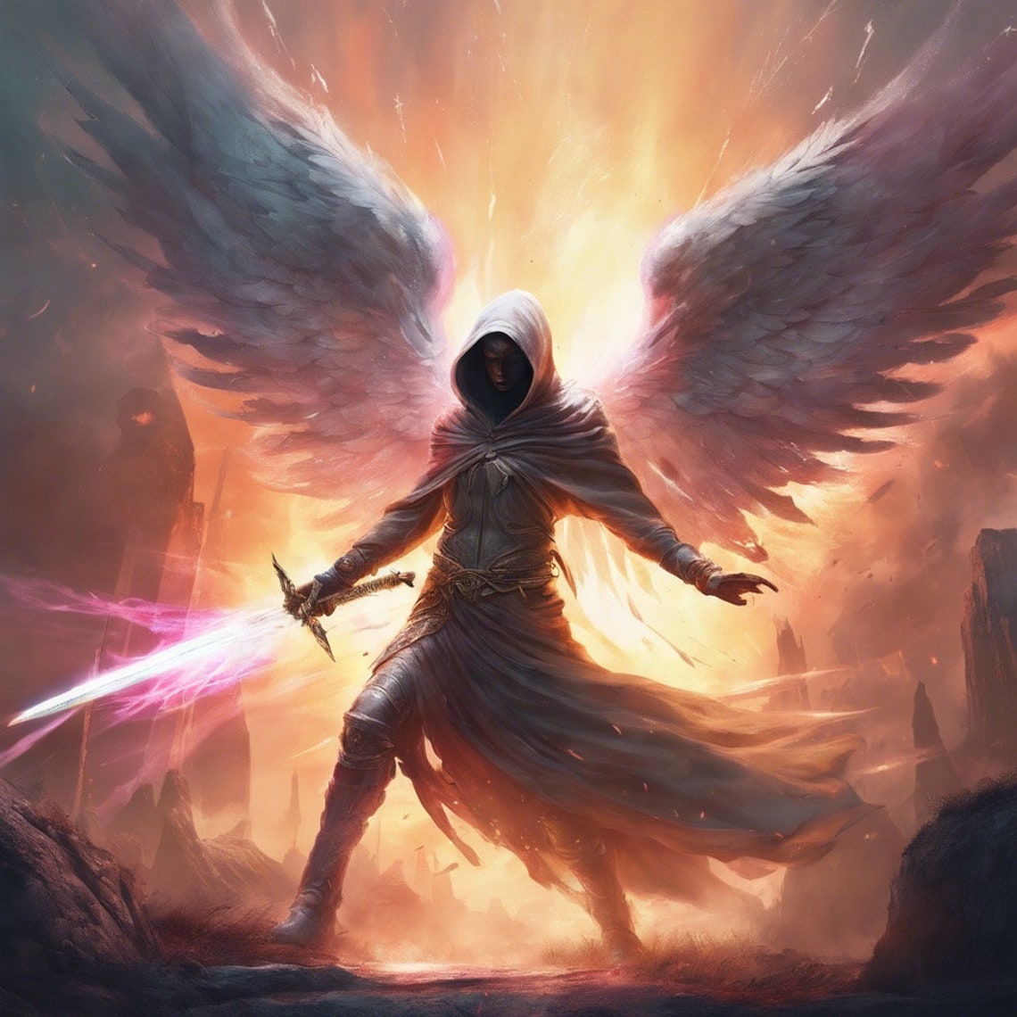 Angel, Art, Digital, Illustration, Printable - Etsy