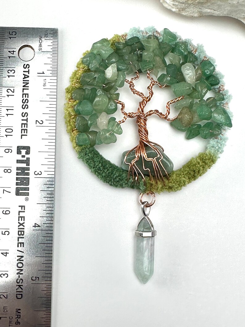 Unique Tree of Life Pendant Green Car Decor Adventurine Natural Stone ...