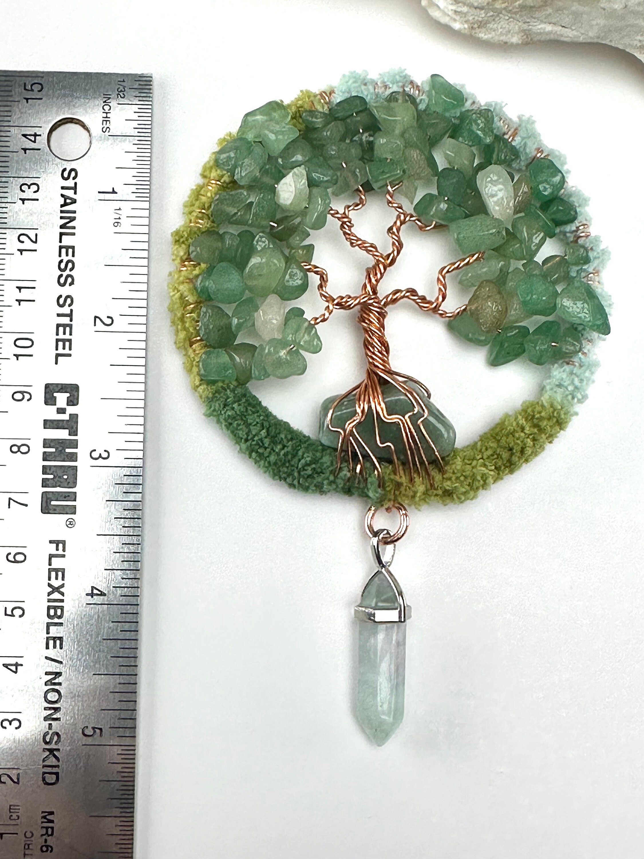 Unique Tree of Life Pendant Green Car Decor Adventurine Natural Stone ...