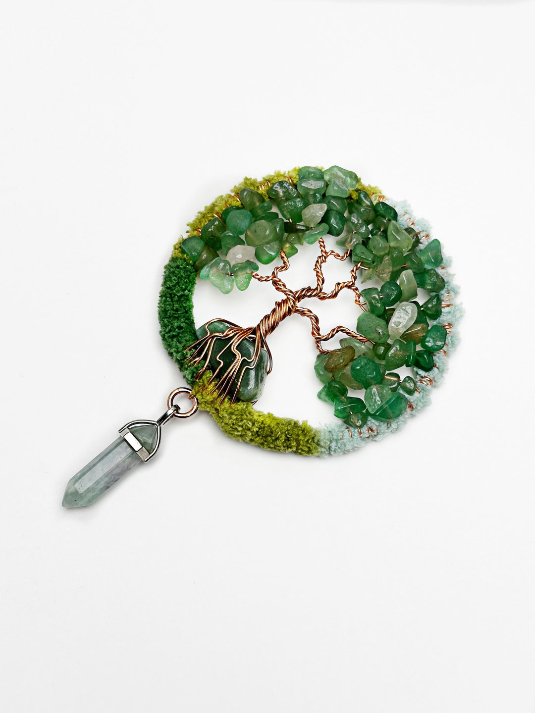 Unique Tree of Life Pendant Green Car Decor | Adventurine Natural Stone ...