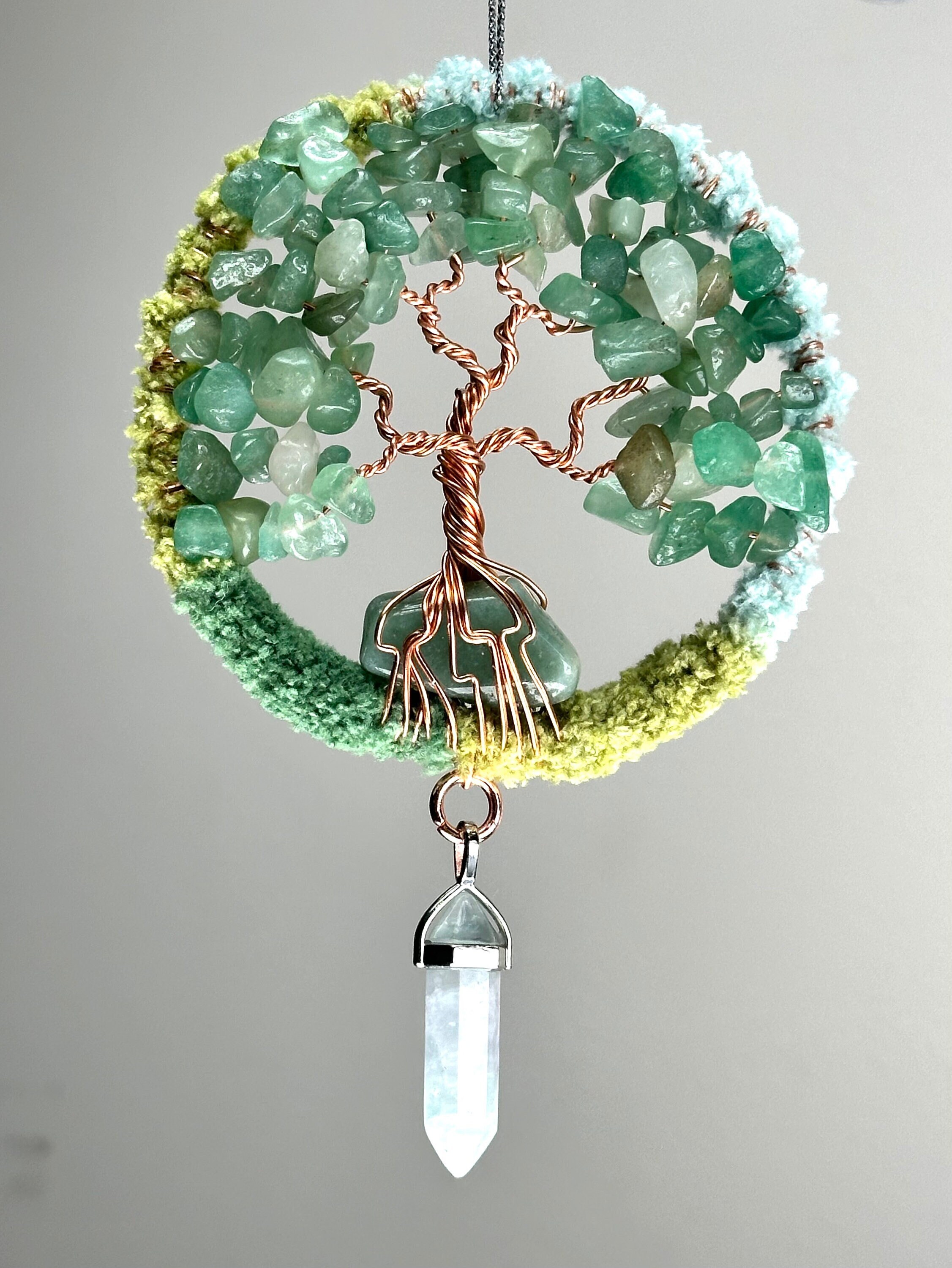 Unique Tree of Life Pendant Green Car Decor Adventurine Natural Stone ...