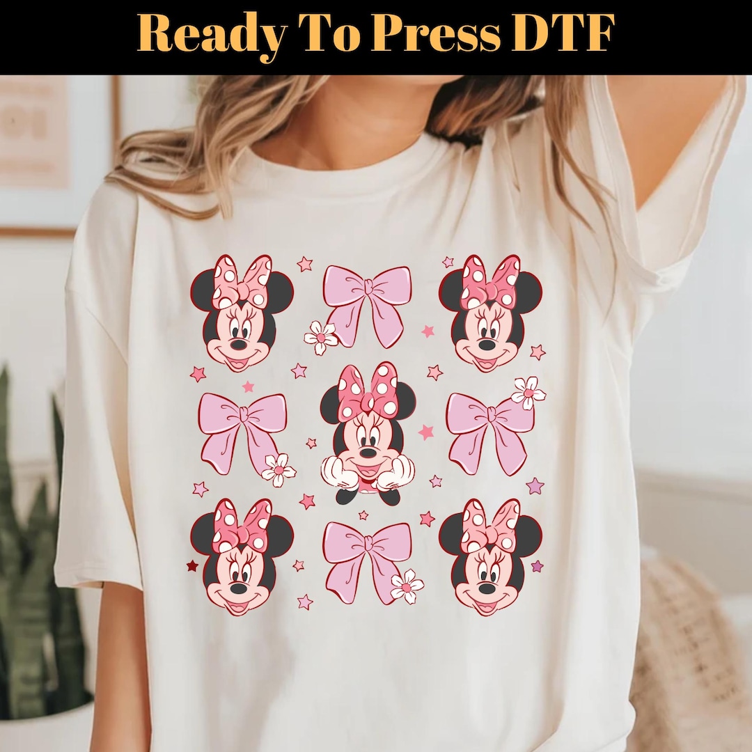 Pink Disney Minnie DTF Transfer, Minnie Coquette DTF, Minnie Heat ...