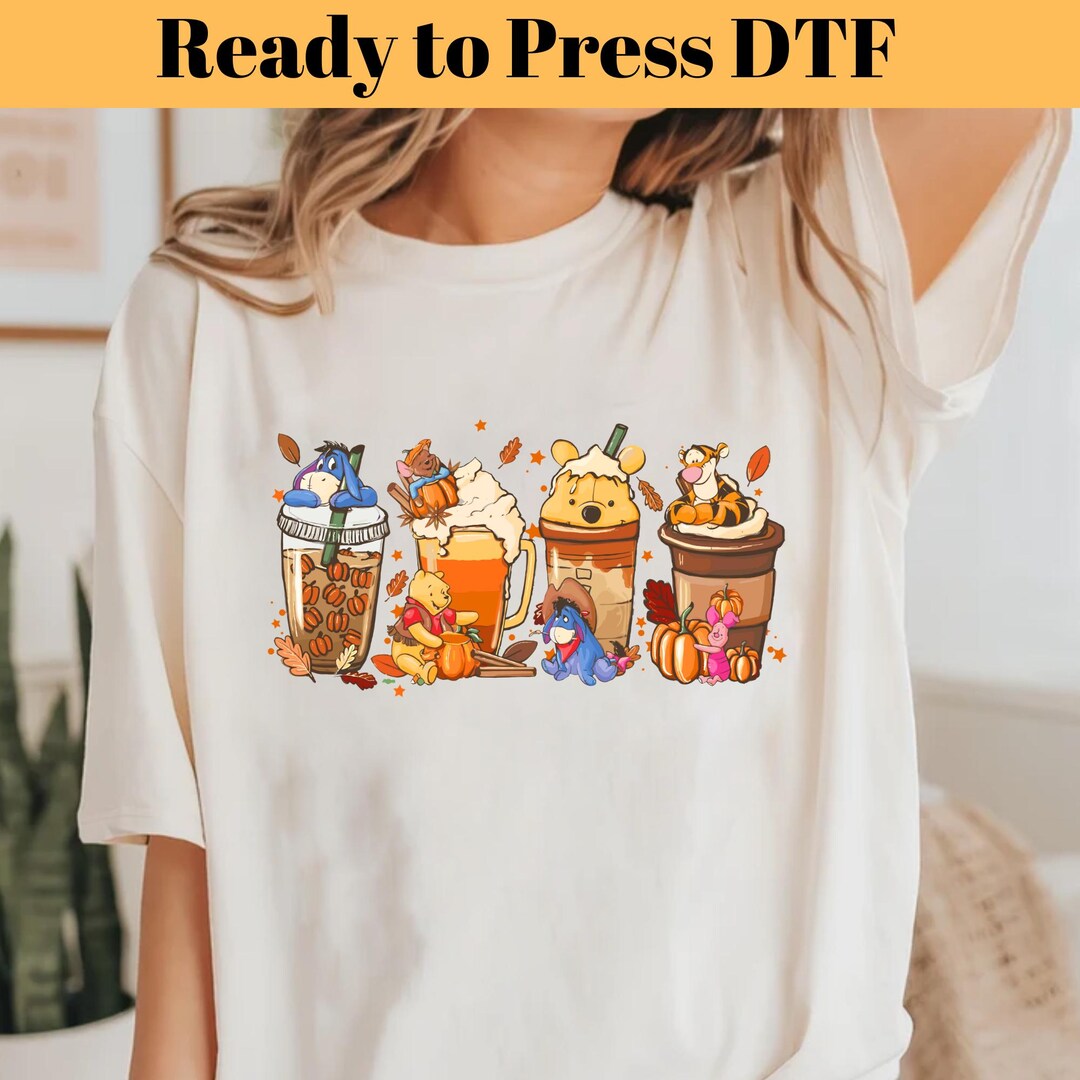 Winnie the Pooh Coffee Latte DTF, Disney Winnie the Pooh Coffee Latte ...