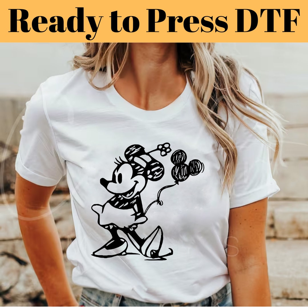 Disney Minnie Mouse Sketch DTF, Mickey and Friends Dtf, Minnie Ears DTF ...