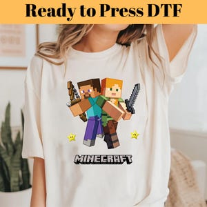 Minecraft Character DTF Transfer, Minecraft Birthday, Gaming Shirt ...