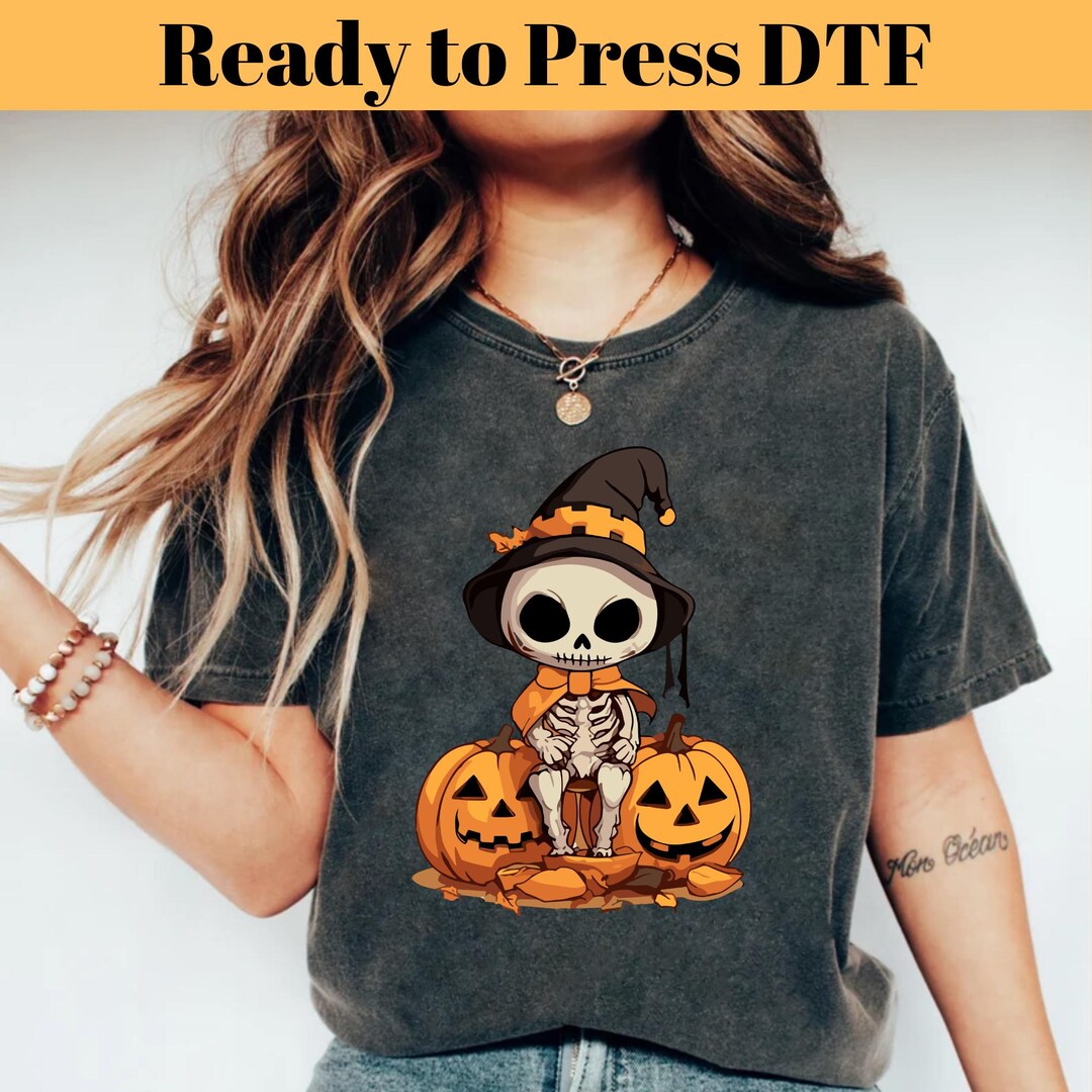 Halloween Skeleton DTF Transfer, Spooky Season Heat Transfer, Trick or ...