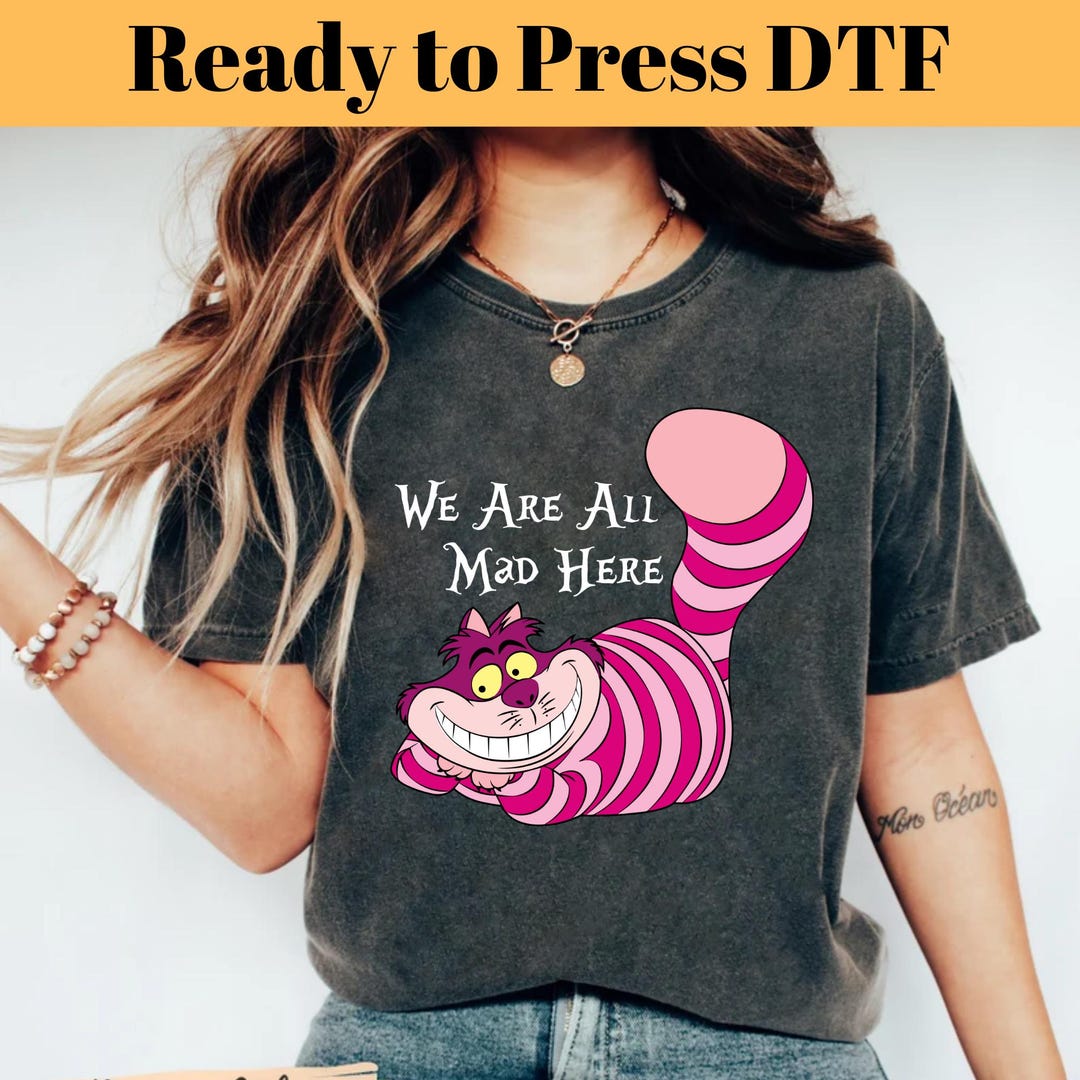 Chesire Cat DTF Transfer, Disney Alice in Wonderland DTF, Chesire ...