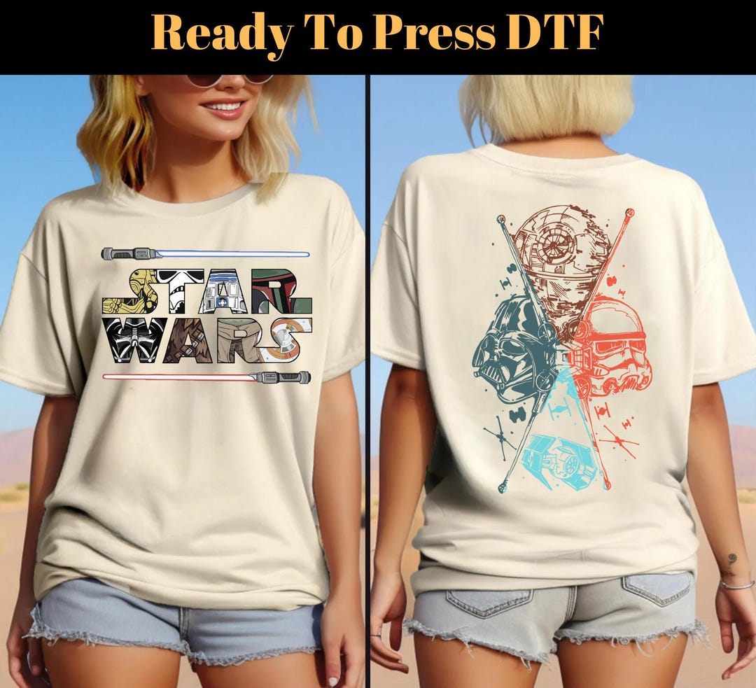 Disney Star Wars Two Sided DTF Transfer, Star Wars DTF, Darth Vader ...