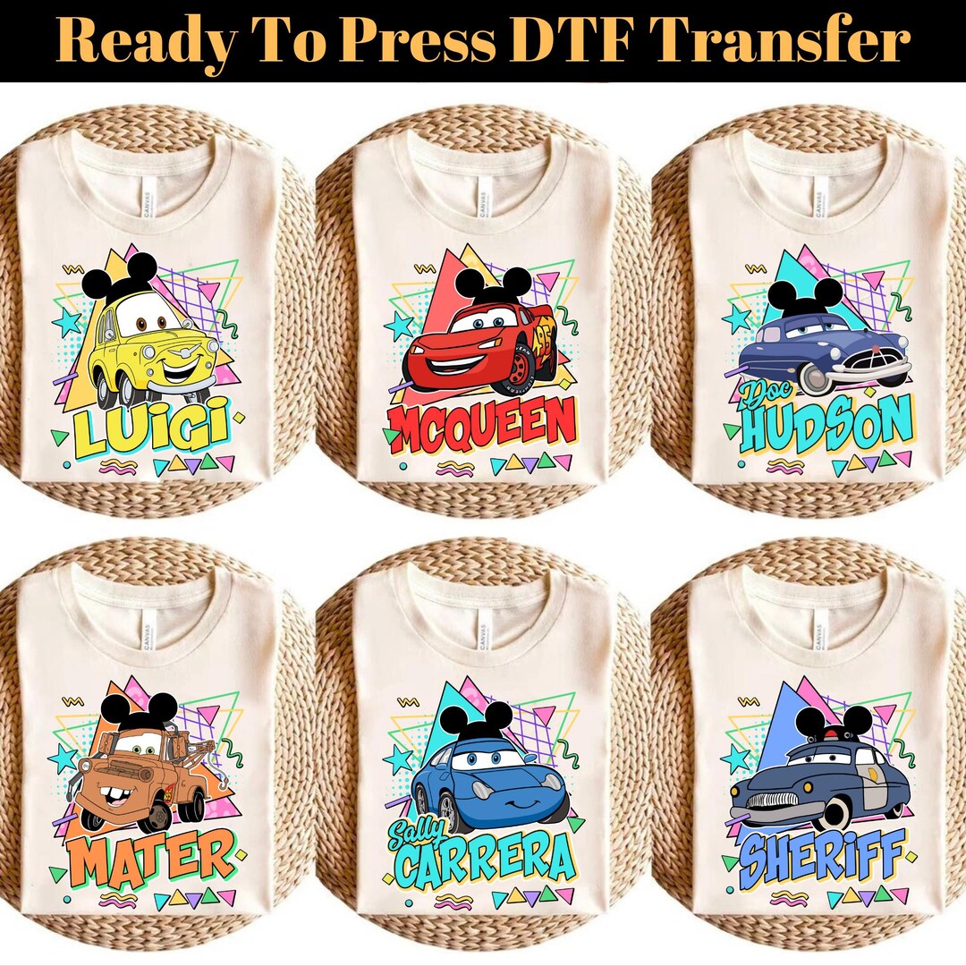 Retro Disney Cars DTF Transfer, Disney Cars Ready to Press, Cars ...