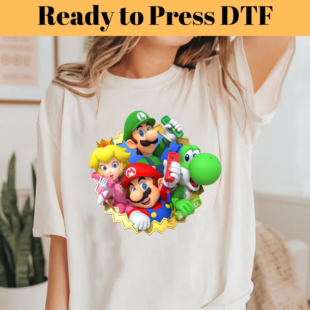 Super Mario Family DTF, Nintendo World Heat Transfer, Mario and Friends ...