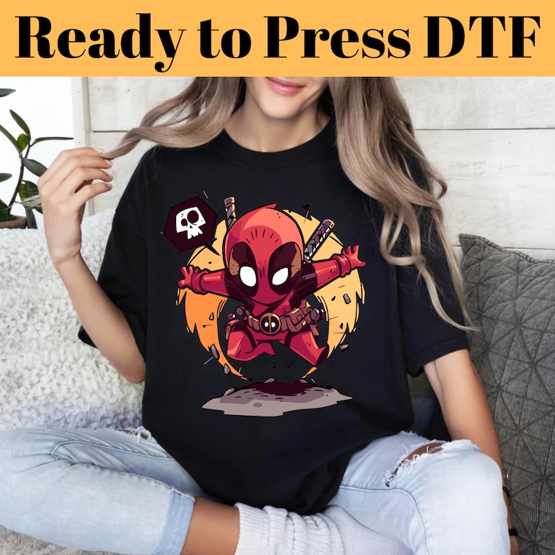 Marvel Deadpool DTF Transfer, Disney Superhero Heat Transfer, Disney Ready to Press, Deadpool ...