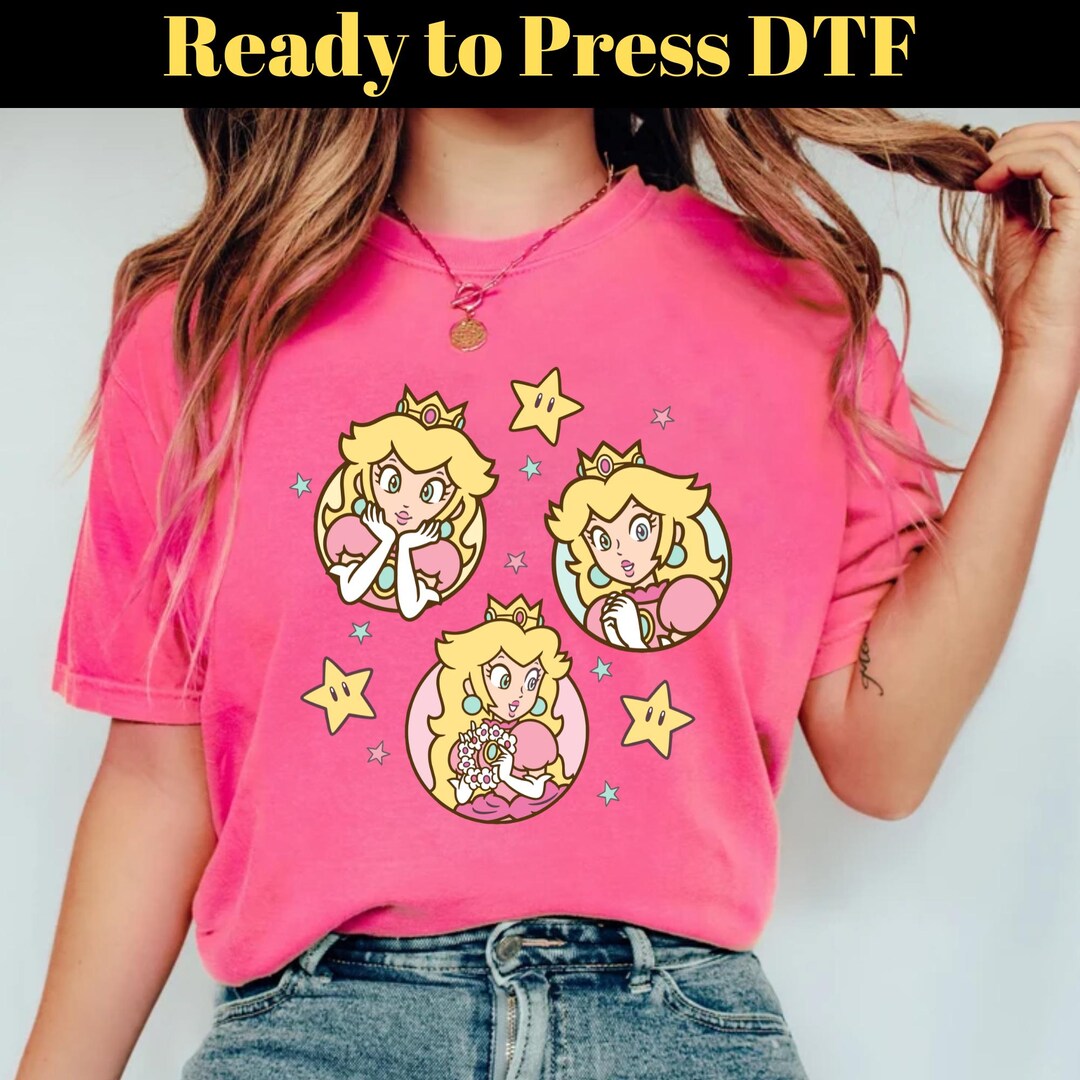 Princess Peach DTF Transfer, Princess Peach Mario Transfer, Super Mario ...