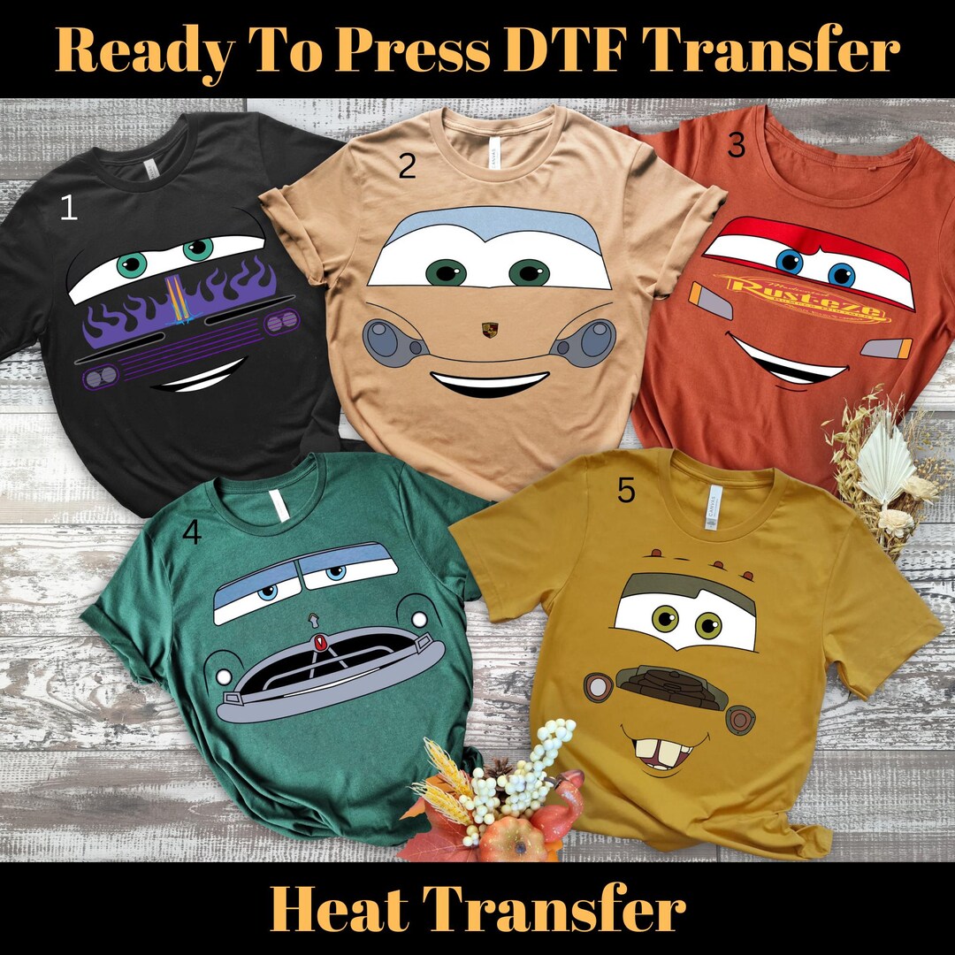 Disney Cars DTF Transfer, Custom Character Disney Cars DTF, Disney Cars ...