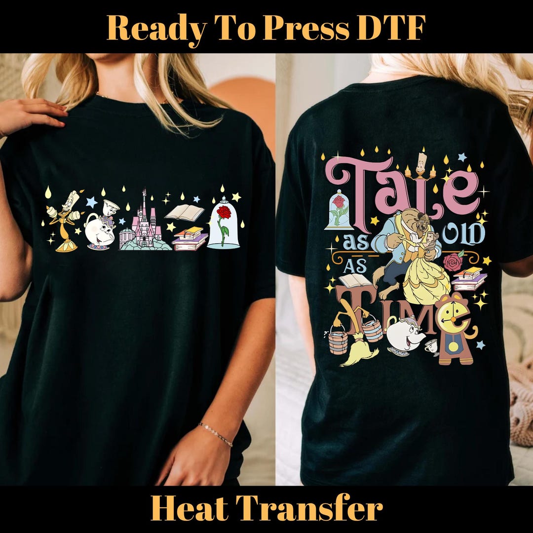 Retro Beauty and the Beast DTF Transfer, Princess Belle DTF, Tale as ...