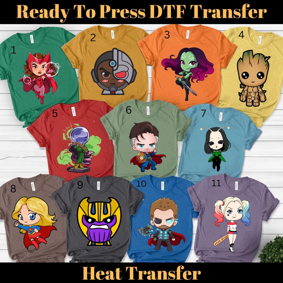 Chibi Superhero DTF Transfer, Disney Superhero Transfer, Marvel Comic ...