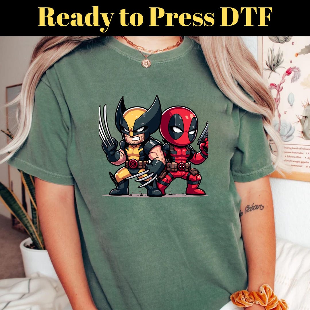 Marvel Deadpool With Wolverine DTF, Marvel Ready to Press, Marvel Comic ...