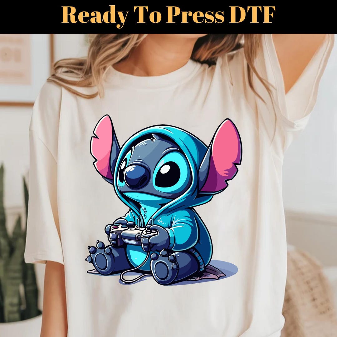Gamer Stitch DTF Transfer, Stitch Ready to Press, Disney Stitch ...