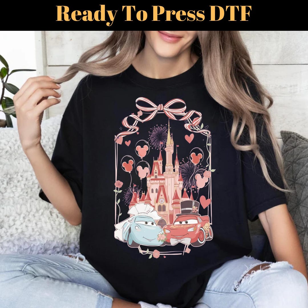 Transferencia DTF de Rayo McQueen y Sally Valentine, Lazos Disney ...