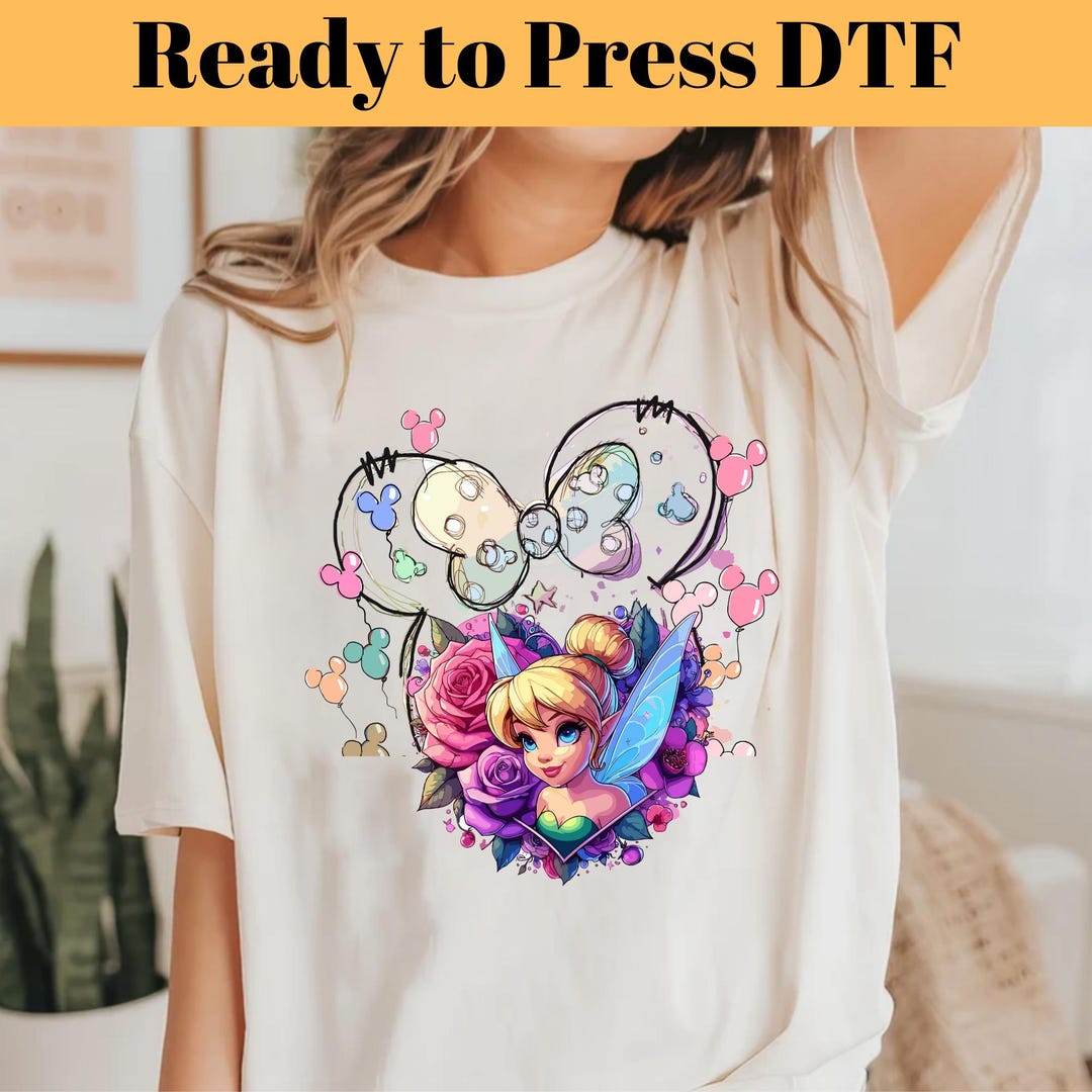 Disney Tinkerbell DTF Transfer, Princess Heat Transfer, Princess Ready ...