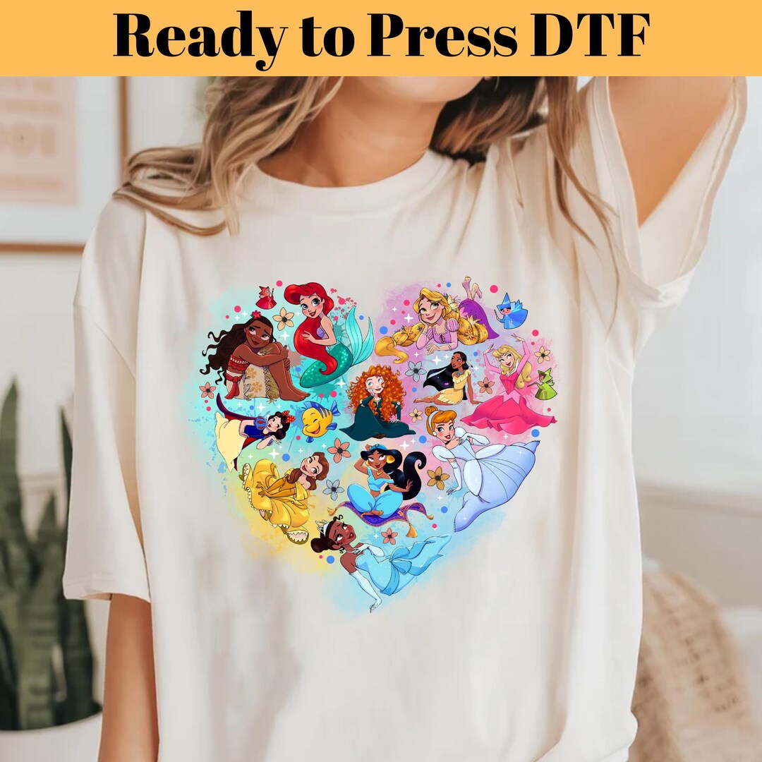 Disney Princess DTF Transfer, Princess Ready to Press, Magic Kingdom ...